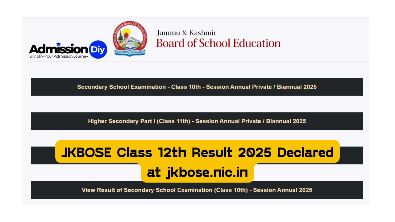 JKBOSE Class 12th Result 2025 Declared at jkbose.nic.in